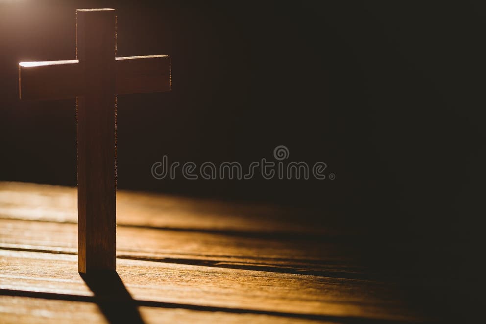 Crucifix Icon on Wooden Table Stock Image - Image of devotion, catholic ...