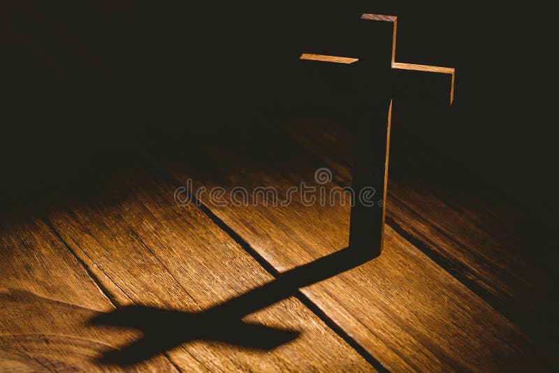 Crucifix Icon on Wooden Table Stock Image - Image of pentecostal ...