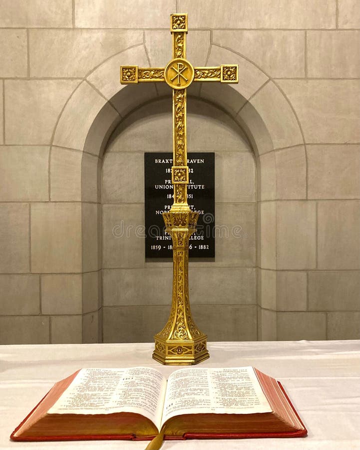 Golden Crucifix in Front of a Stone Wall Stock Photo - Image of ...