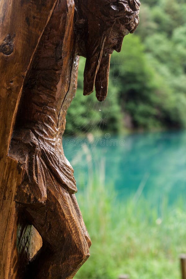 Crucifix Profile in Front of the Lake Stock Image - Image of background ...