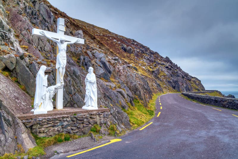 Crucifix at the Road on Dingle Peninsula Stock Image - Image of kerry ...