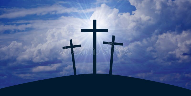 Crucifixion and Calvary with Three Crosses Against the Background of ...