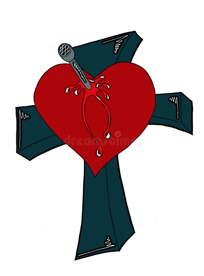 Cross with bleeding heart stock illustration. Illustration of crucifix ...