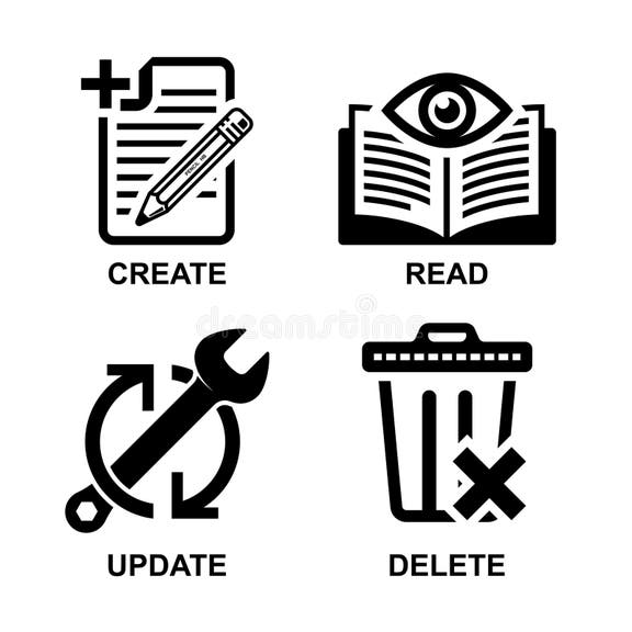 CRUD Icon. Create Read Update Delete Acronym Isolated on Background Stock Vector - Illustration ...