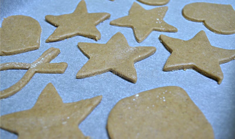 Crude Gingerbread Pieces before the Bake Stock Image - Image of warm ...