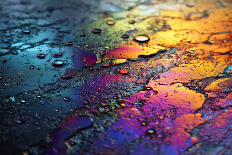 Crude Oil Abstract Macro Texture Vibrant Rainbow Highlights Reflections ...