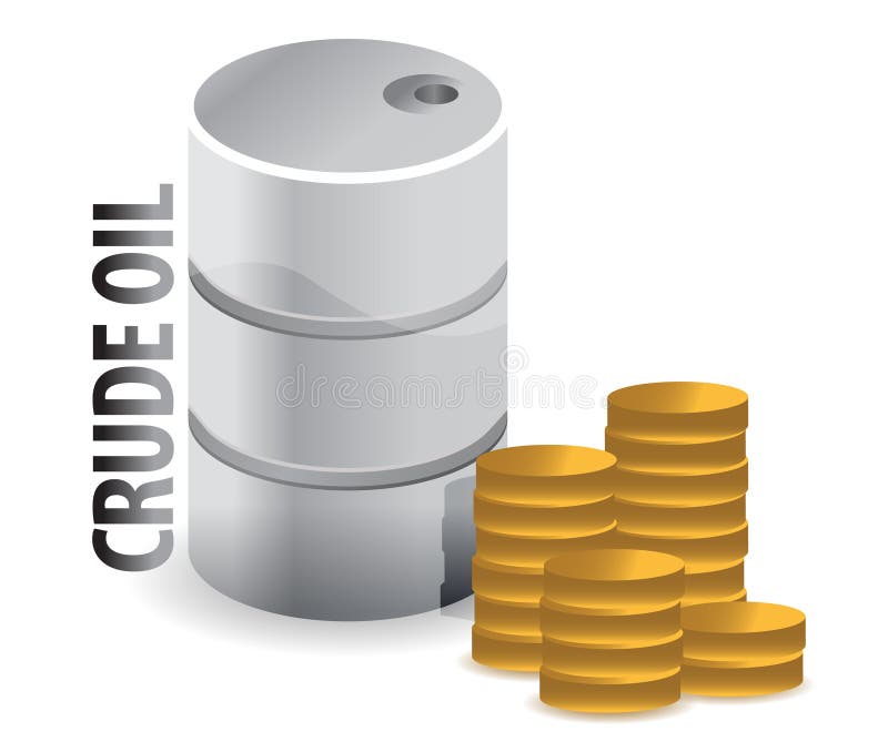 Crude Oil and Coins Currency Illustration Design Stock Illustration ...