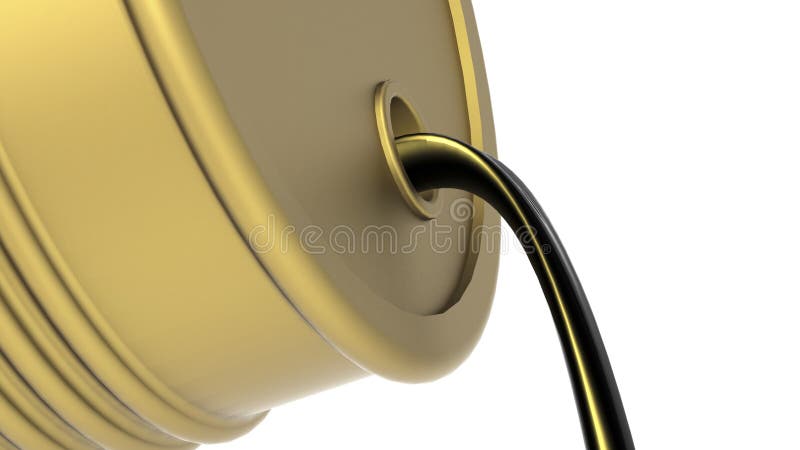 Crude Oil Flow Out from Golden Barrel Stock Illustration - Illustration ...
