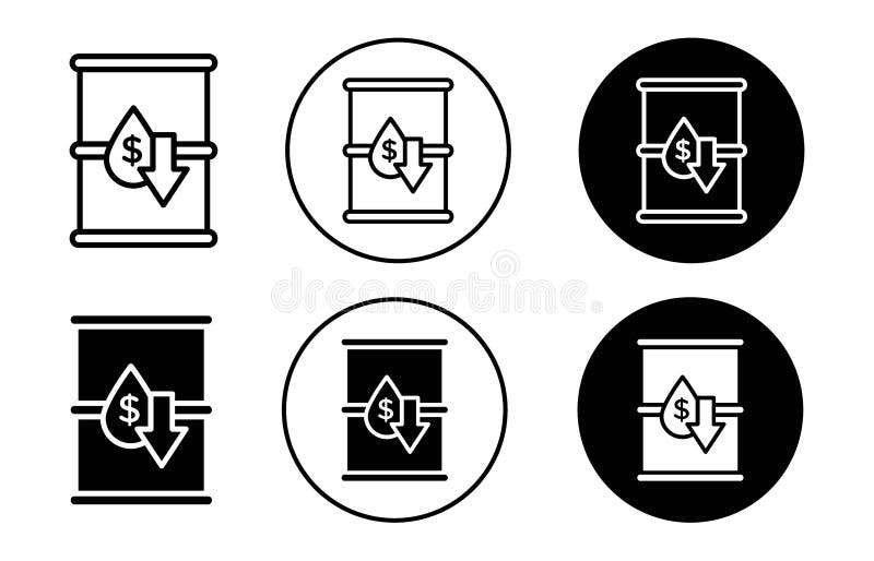 Crude Oil Price Decrease Icon Collection Of Outline Thin Line Symbol Or