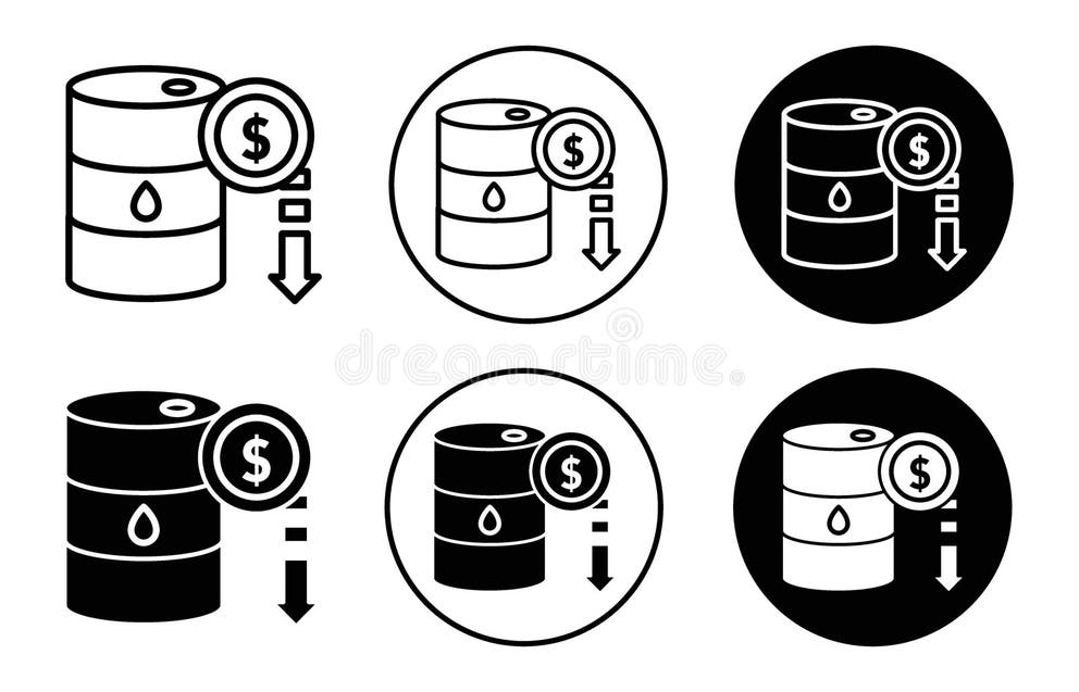 Crude Oil Price Decrease Icon Stock Vector - Illustration of economy, drop: 325374296
