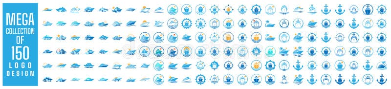 Mega Collection of 150 Cruise Logo Design Vector Illustration. Stock ...