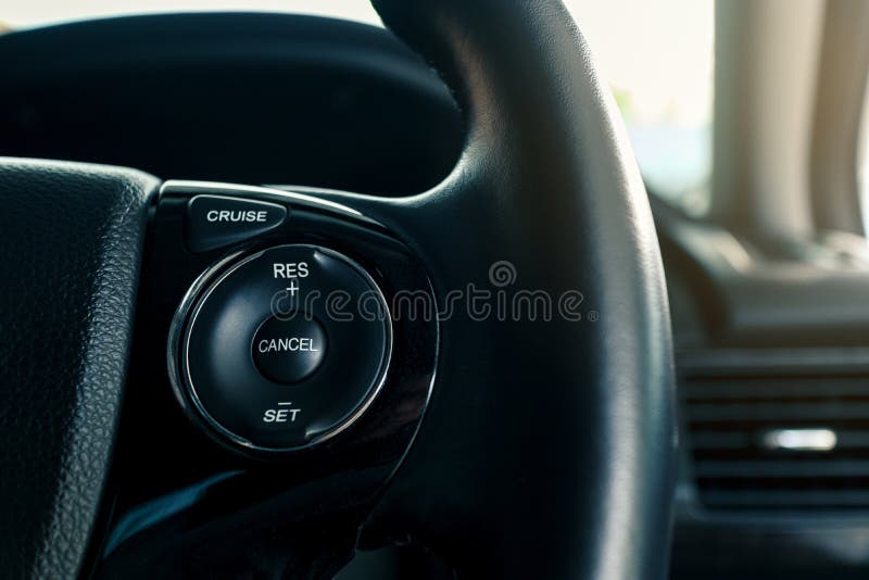 Cruise Control or Speed Control System on Steering Wheel in Modern Car ...