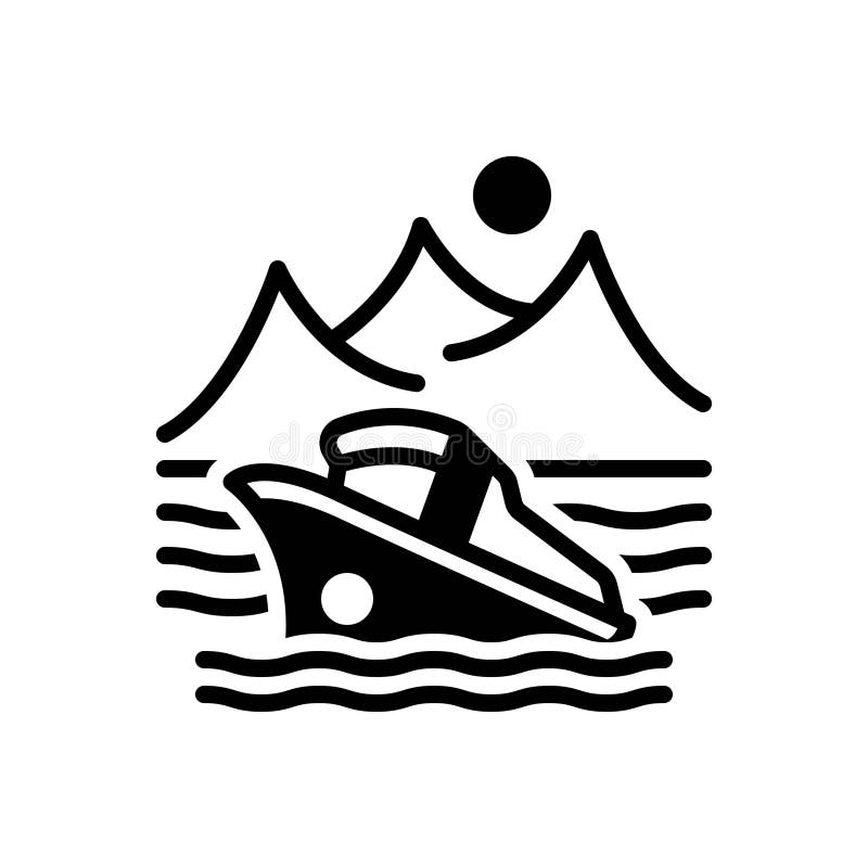 Black Solid Icon for Cruise, Itineration and Travel Stock Illustration ...