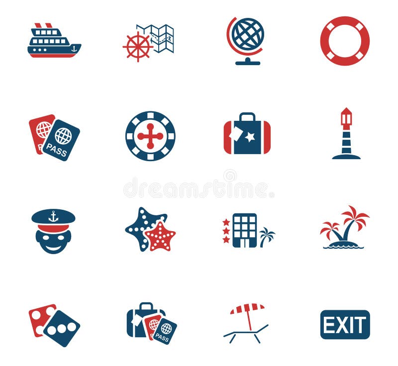 Cruise icon set stock vector. Illustration of sand, chaise - 88249519