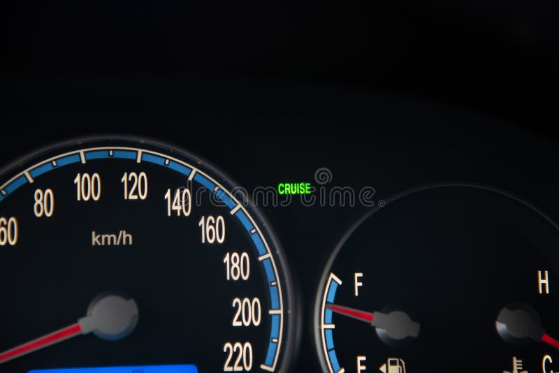 Cruise Light on an SUV Dashboard Stock Photo - Image of miles ...