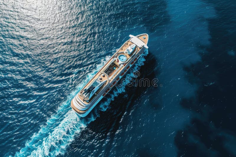 Cruise Liner from Above Deep Blue Sea Stock Photo - Image of horizon ...