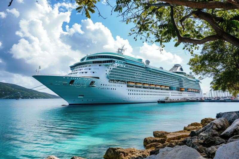 Cruise Liner at Dock in Caribbean Style Stock Photo - Image of summer ...