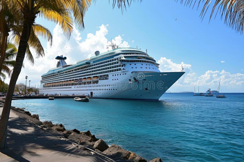 Cruise Liner at Dock in Caribbean Style Stock Photo - Image of summer ...
