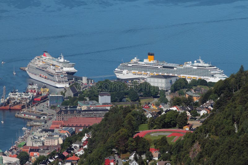 Bergen, Norway, Cruise Ship In The Port. Stock Photo - Image of ocean ...