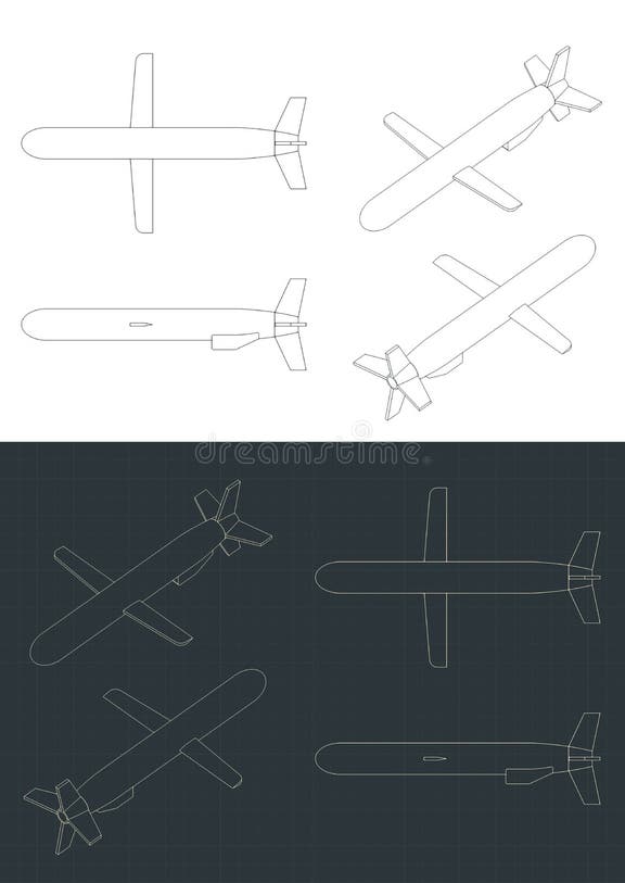 Cruise Missile Blueprints Illustration Stock Vector - Illustration of ...