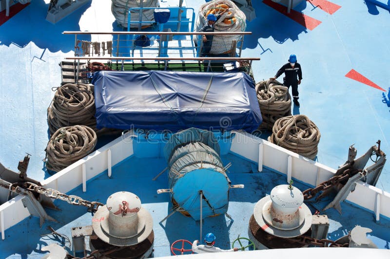 Machinery On Deck Of The Ship Stock Image - Image of cruise, foredeck ...