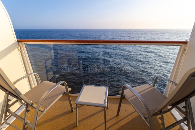 Cruise Ship Balcony with Chairs Stock Image - Image of boat, ship ...