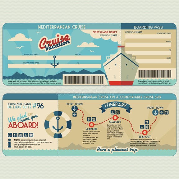 Cruise Ship Boarding Pass Design Template Stock Vector - Illustration ...