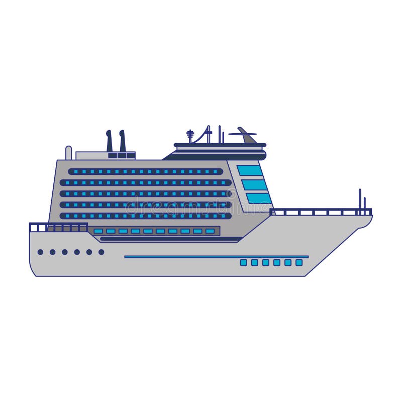 Cruise Ship Boat Sideview Isolated Blue Lines Stock Vector ...