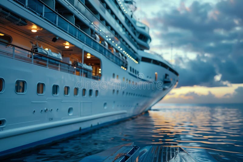 Cruise Ship Bow Docked at Pier during Sunset Stock Image - Image of ...