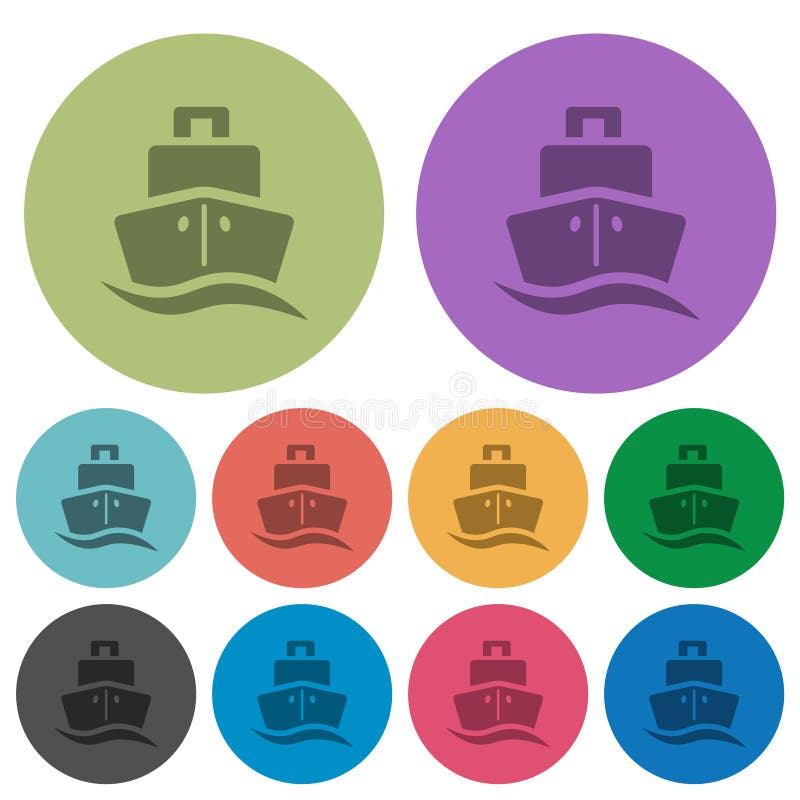 Cruise Ship Color Darker Flat Icons Stock Vector - Illustration of ...