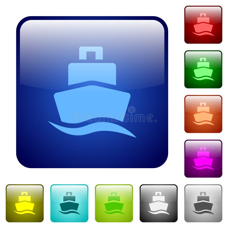 Cruise Ship Color Square Buttons Stock Vector - Illustration of ...