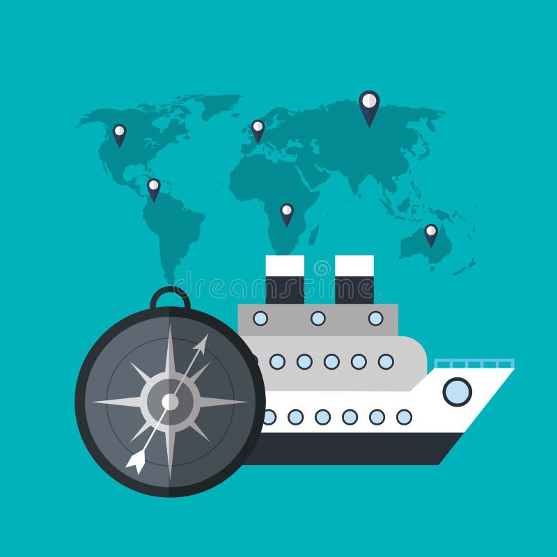 Cruise Ship Boat Symbol in Black and White Stock Vector - Illustration ...