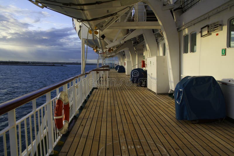 Cruise ship walkway stock photo. Image of evening, white - 4770750