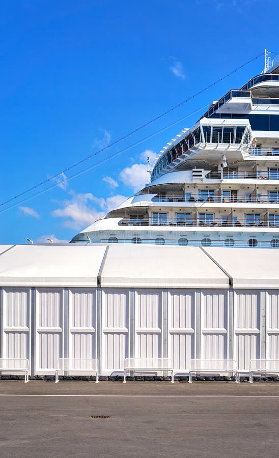 Cruise Ship Deck Behind a White Check-in Hall Stock Image - Image of ...