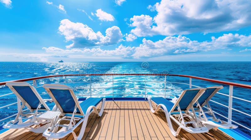Cruise Ship Deck Overlooking the Open Sea Stock Photo - Image of blue ...