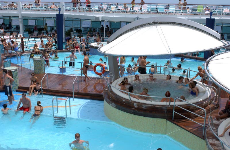Cruise Ship Deck with with Passengers Having Fun. Editorial Photo ...