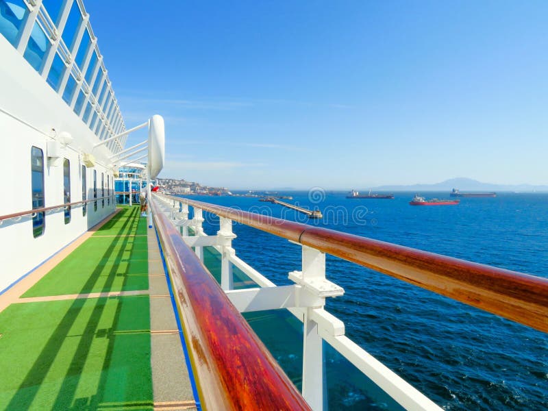 Cruise Ship Deck and Rail Overlooking the Ocean Stock Image - Image of ...