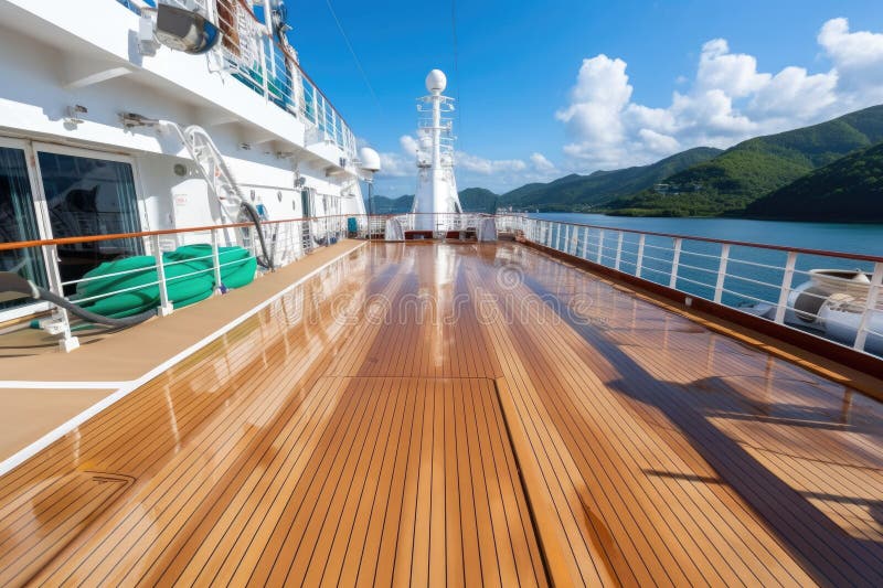 Cruise Ship Deck Scrubbed and Being Cleaned with Mop Stock Photo ...