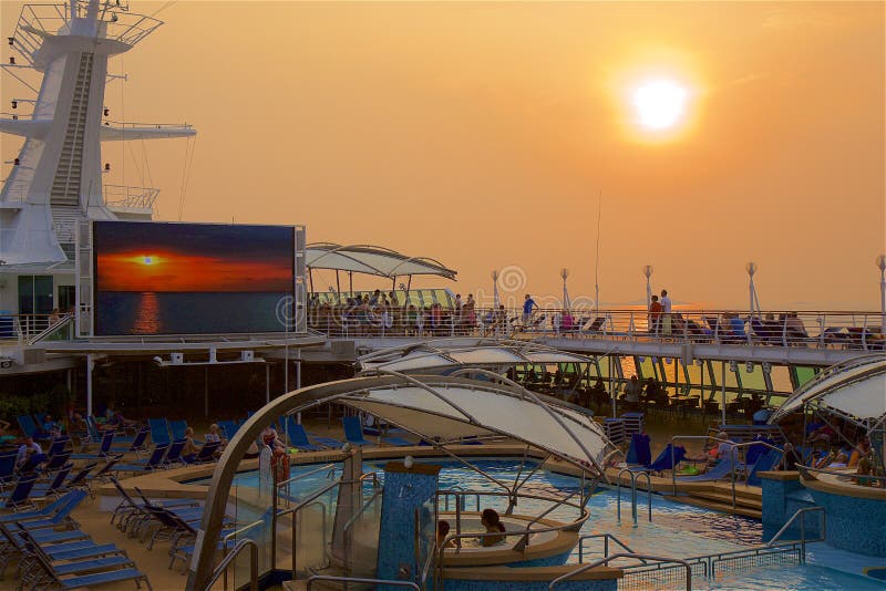 Cruiseship Deck on a Sunset Editorial Stock Image - Image of ...