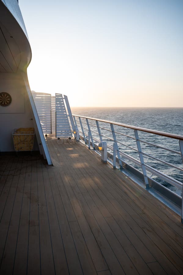 Cruise Ship Ship Deck during Sunset, Sunrise, Vertical Shot Stock Image ...