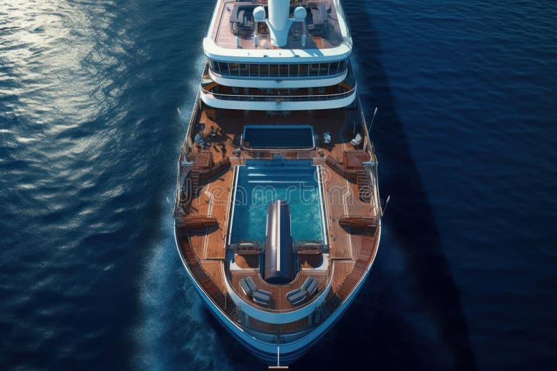 Cruise Ship Deck Top View, Cruise Ship with Swimming Pool. Stock ...