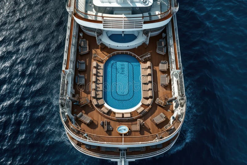 Cruise Ship Deck Top View, Cruise Ship with Swimming Pool. Stock Illustration - Illustration of ...
