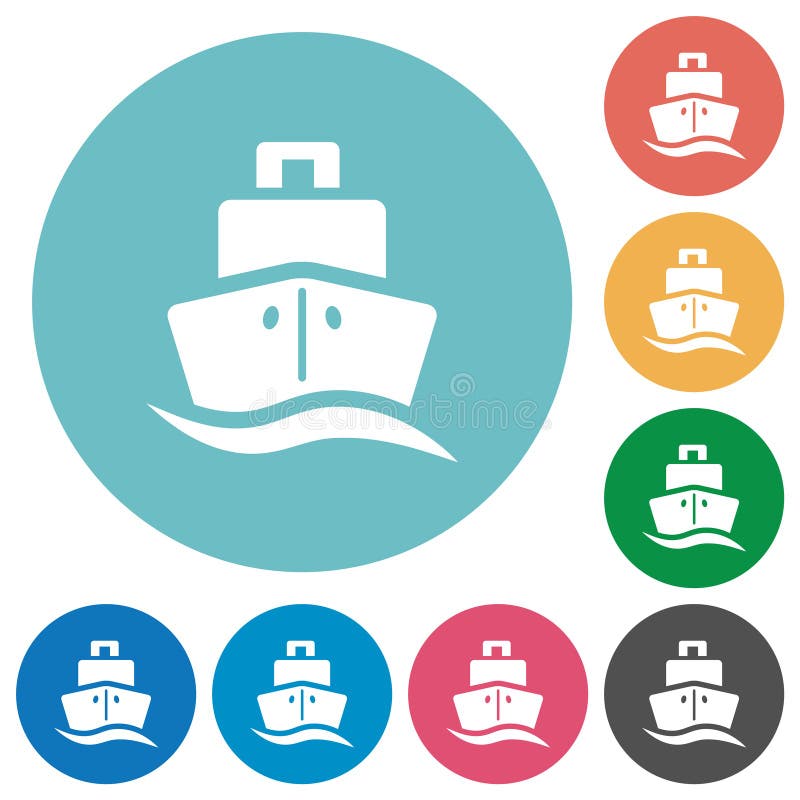 Cruise Ship Side View Flat Color Icons with Quadrant Frames Stock ...