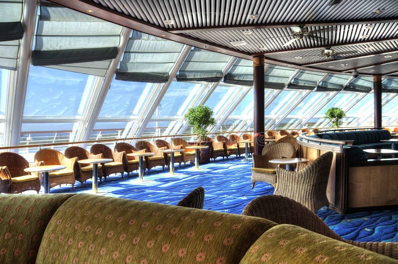 Cruise Ship Forward Bar with Spectacular Views Stock Image - Image of ...