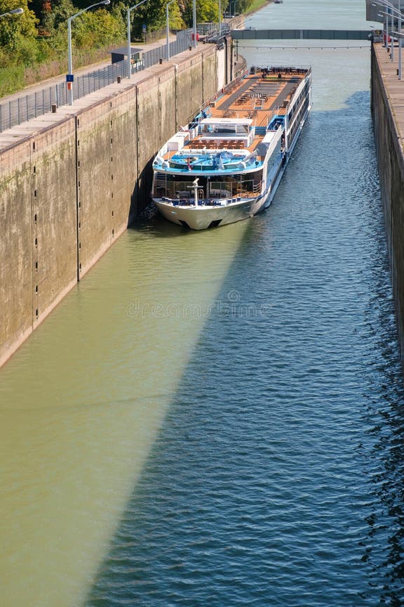 Cruise Ship Going through a Lock in a Channel Editorial Stock Photo ...