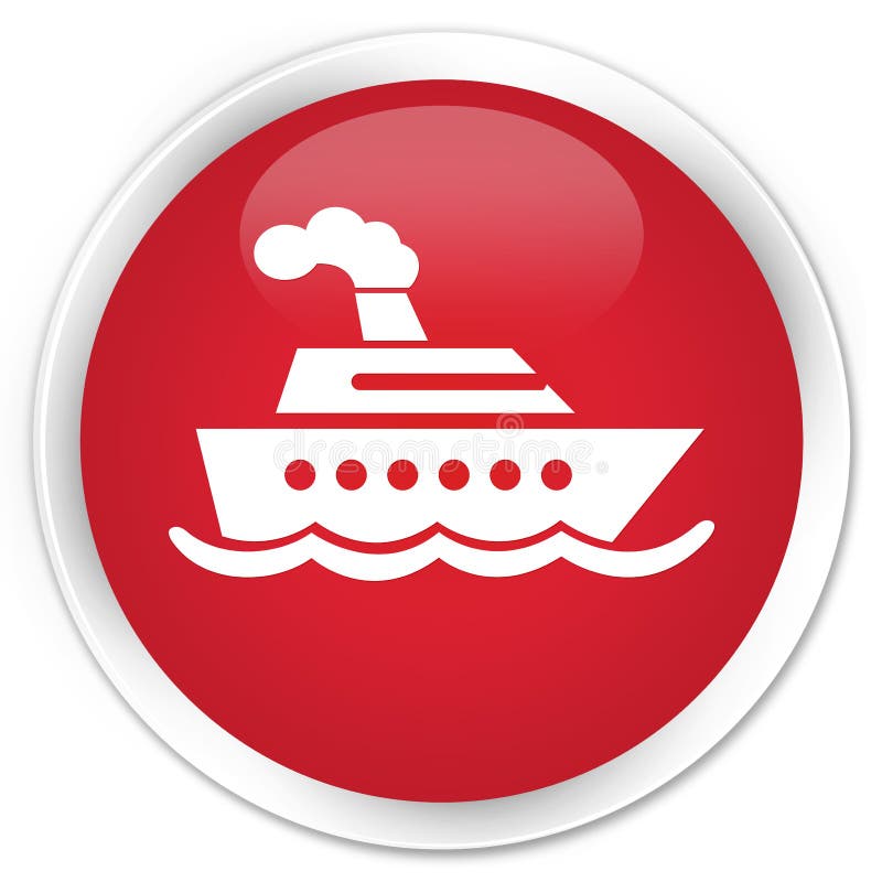 Cruise Ship Icon Premium Red Round Button Stock Illustration ...