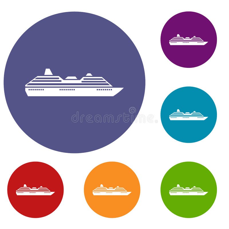 Cruise ship icons set stock vector. Illustration of peaceful - 95830873