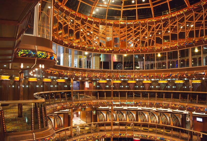 Cruise Ship Interior at Night Stock Image - Image of vacation, colorful ...