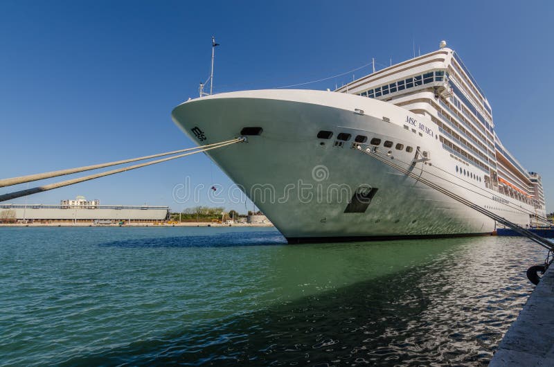 Cruise ship at jetty editorial stock photo. Image of safety - 105592273