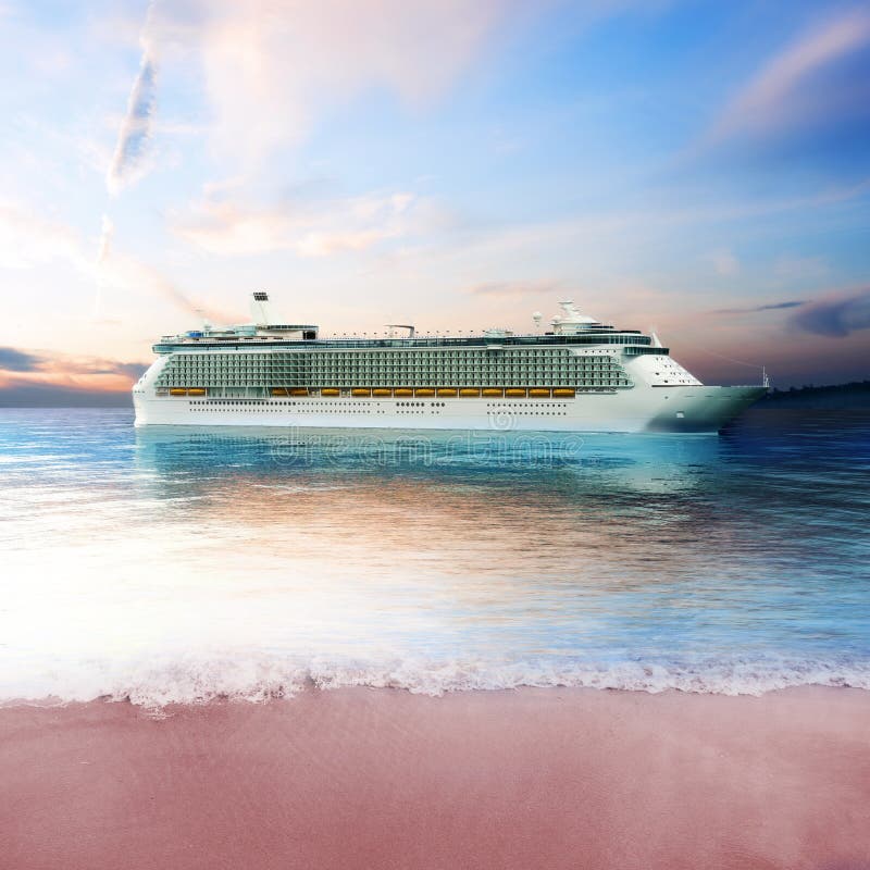 Cruise Ship Just Off the Coast of an Island Stock Photo - Image of ...
